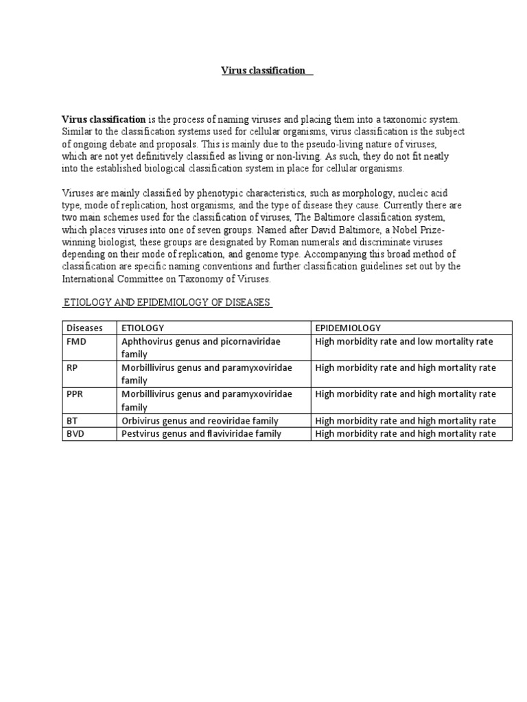 Virus Classification Overview | PDF
