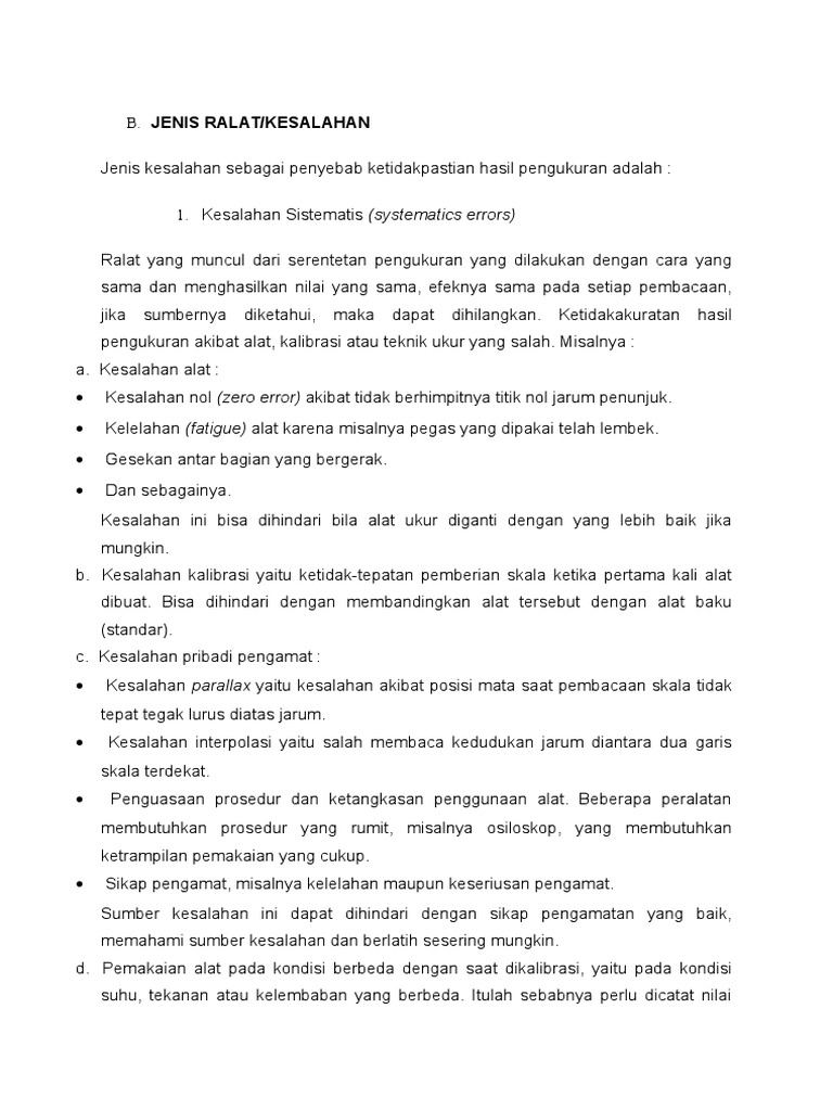 Jenis Ralat Atau Kesalahan | PDF