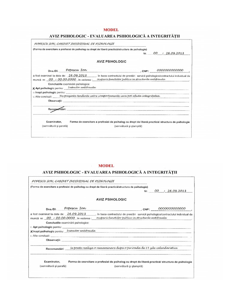 Model Aviz Integritate | PDF