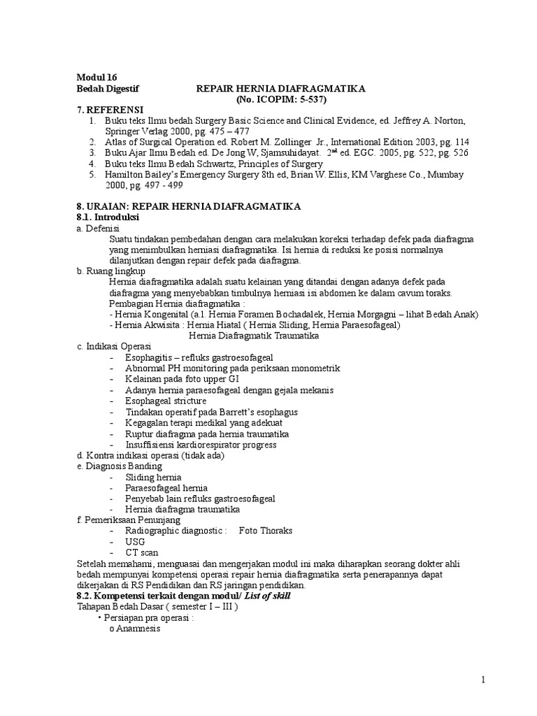 Modul 16-Repair Hernia Diafragmatika | PDF