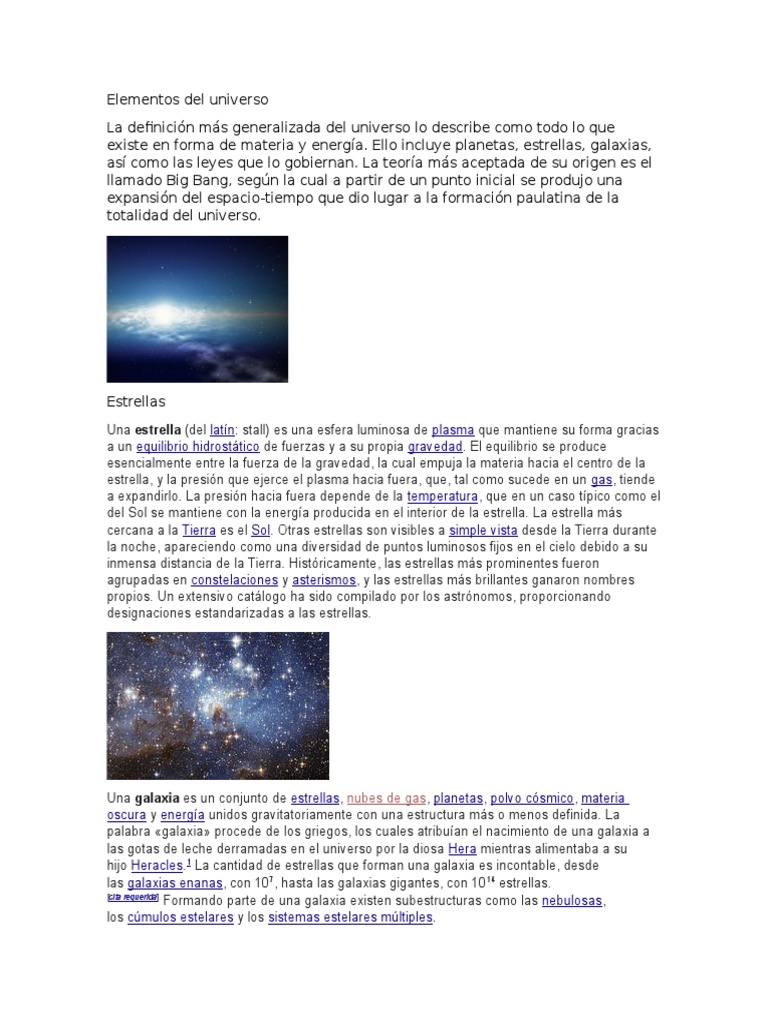 Elementos Del Universo | PDF | Estrellas | Galaxia
