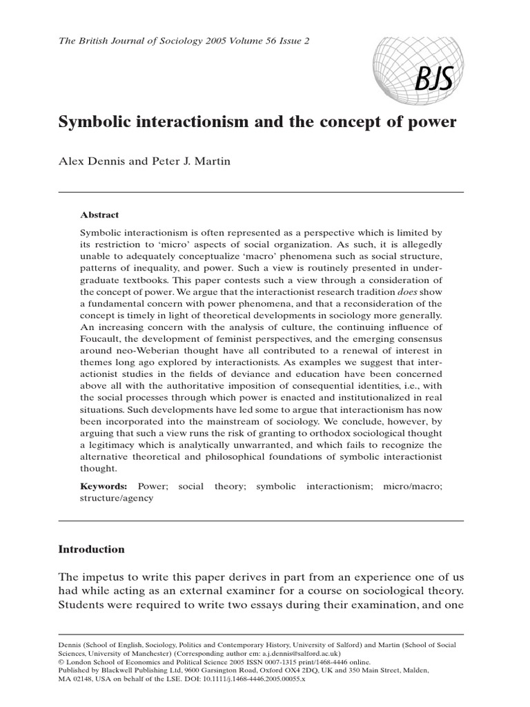 Dennis - Symbolic Interactionism and The Concept of Power | PDF ...