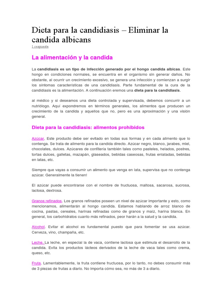 Dieta para La Candidiasis | PDF | Candidiasis | Sacarosa