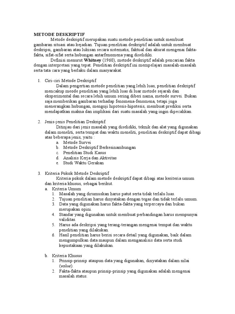 Metode Deskriptif | PDF