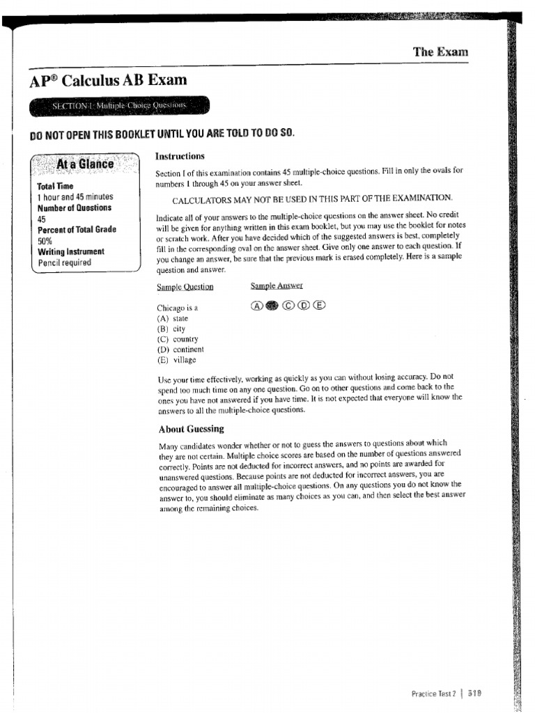 Cracking The AP CALCULUS AB Exam Practice Test | PDF