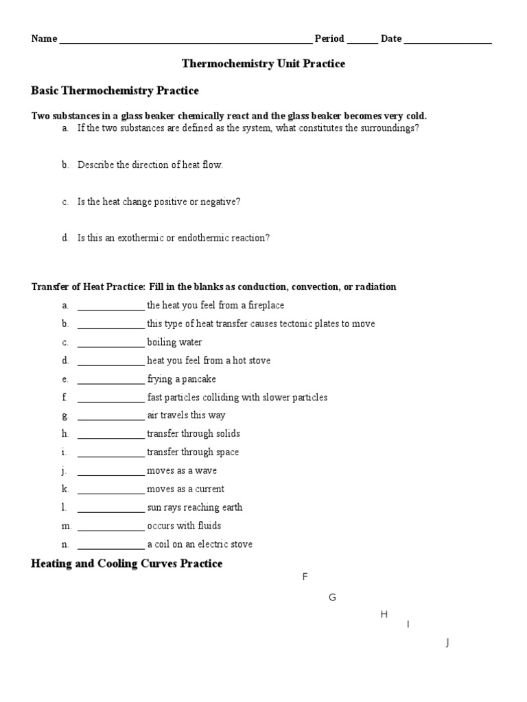 PACKET - Thermochemistry Practice | PDF | Heat Transfer | Heat Capacity