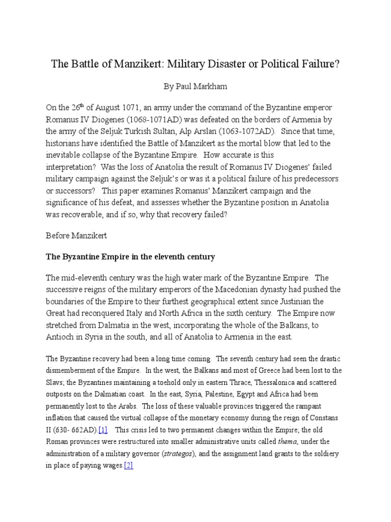 The Battle of Manzikert | Download Free PDF | Byzantine Empire | Anatolia
