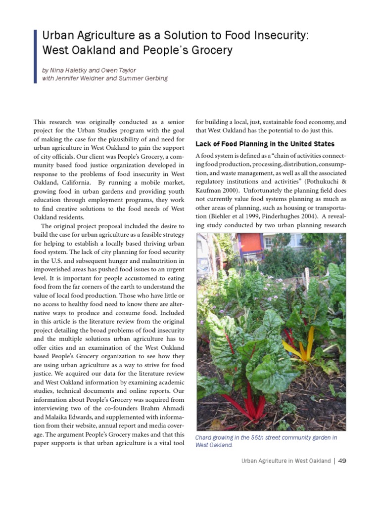 Urban Agriculture for Food Justice in Oakland | PDF