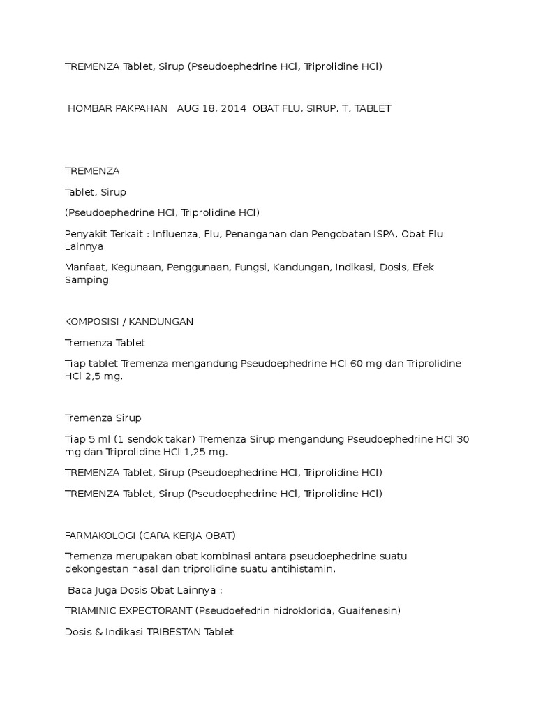 Tremenza Tablet | PDF