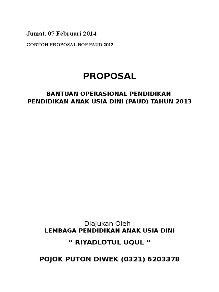 Contoh Proposal BOP | PDF