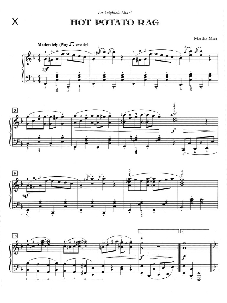 Music Sheet - Hot Potato Rag + Audio | PDF