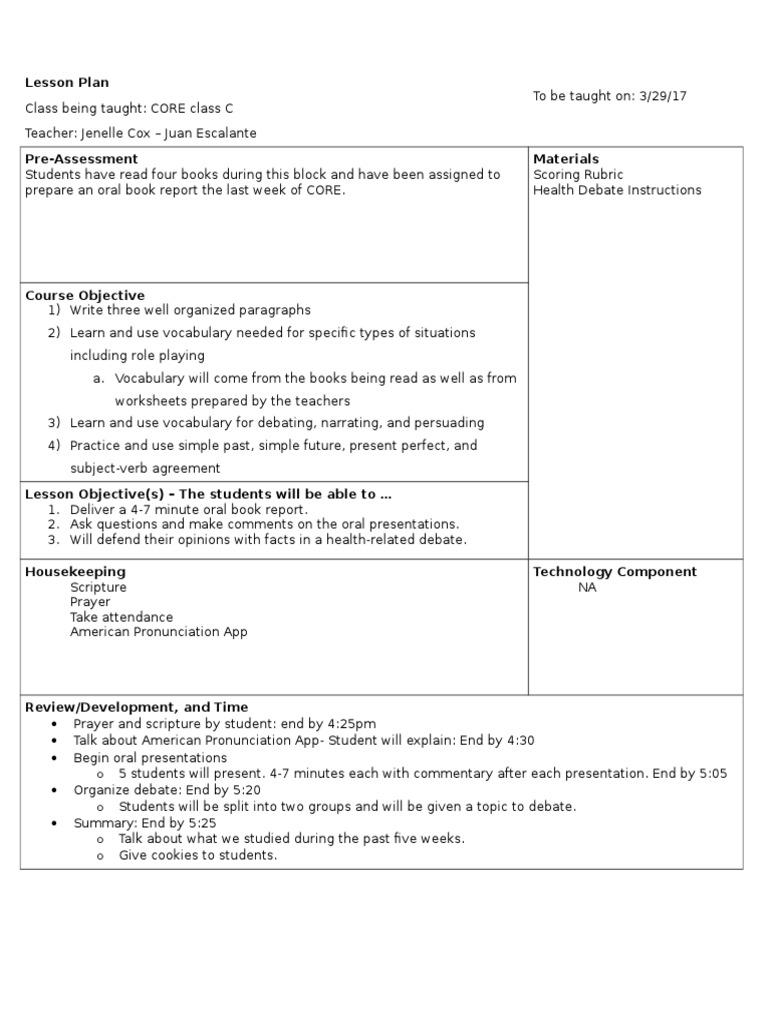 core b block lesson plan 2 | Lesson Plan | Applied Psychology