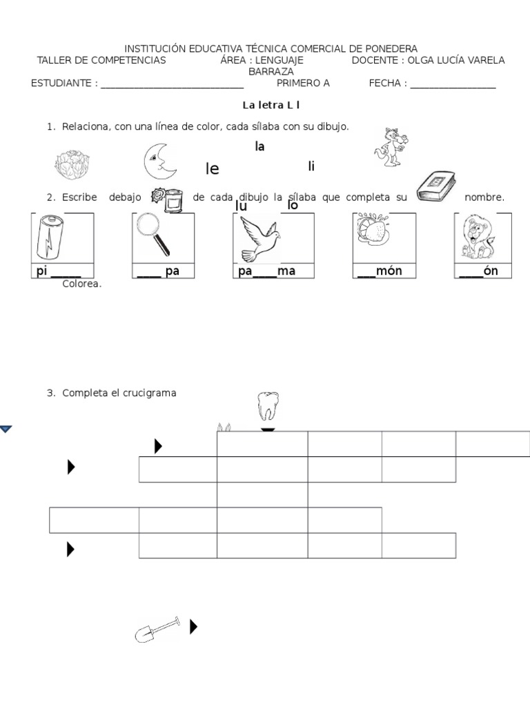 La Letra L - Taller Competencia | PDF | Artes del Lenguaje y Comunicación