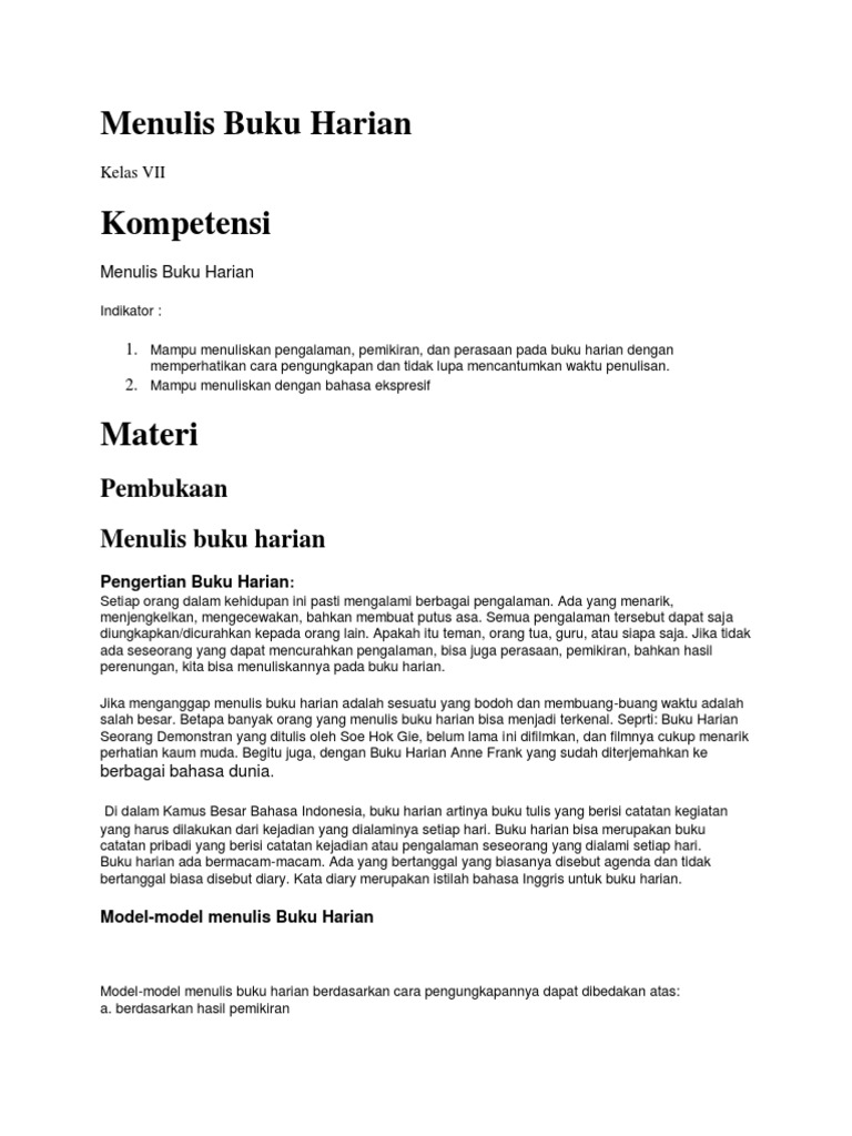 Menulis Buku Harian | PDF