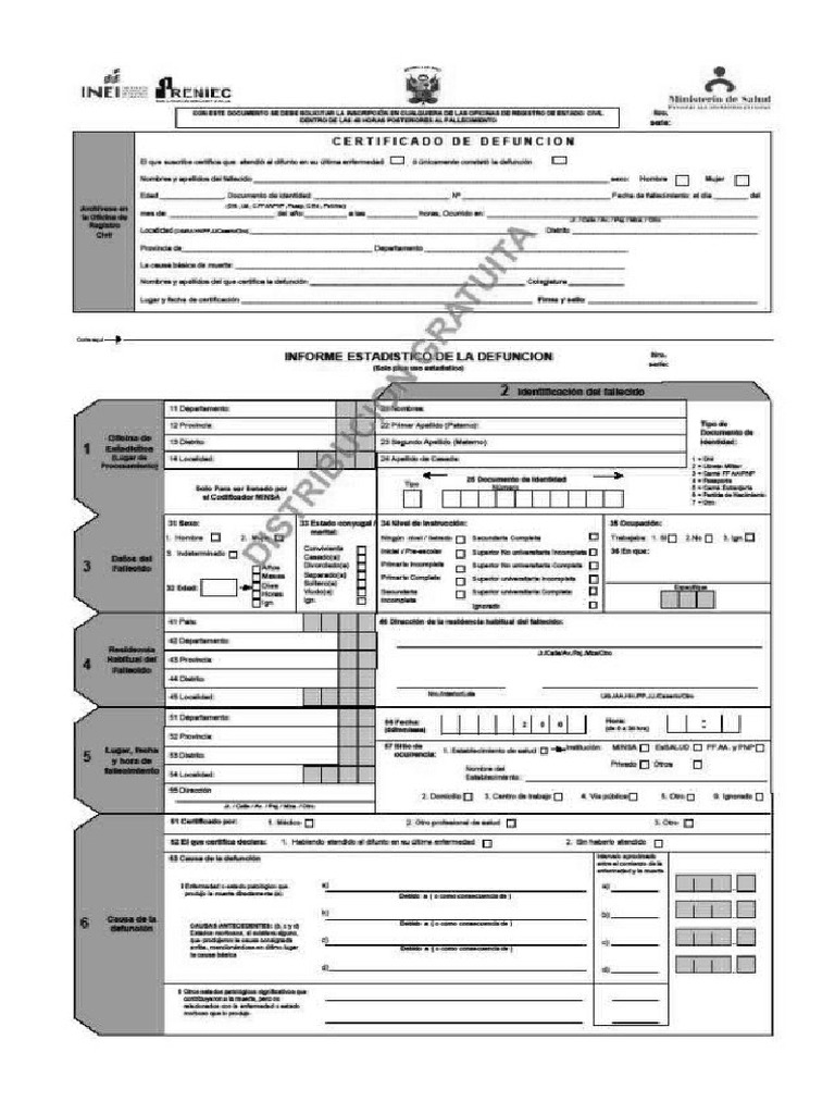 Certificado de Defuncion Formato | PDF