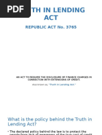NOTES ON TILA - Truth in Lending Act (RA 3765) | PDF