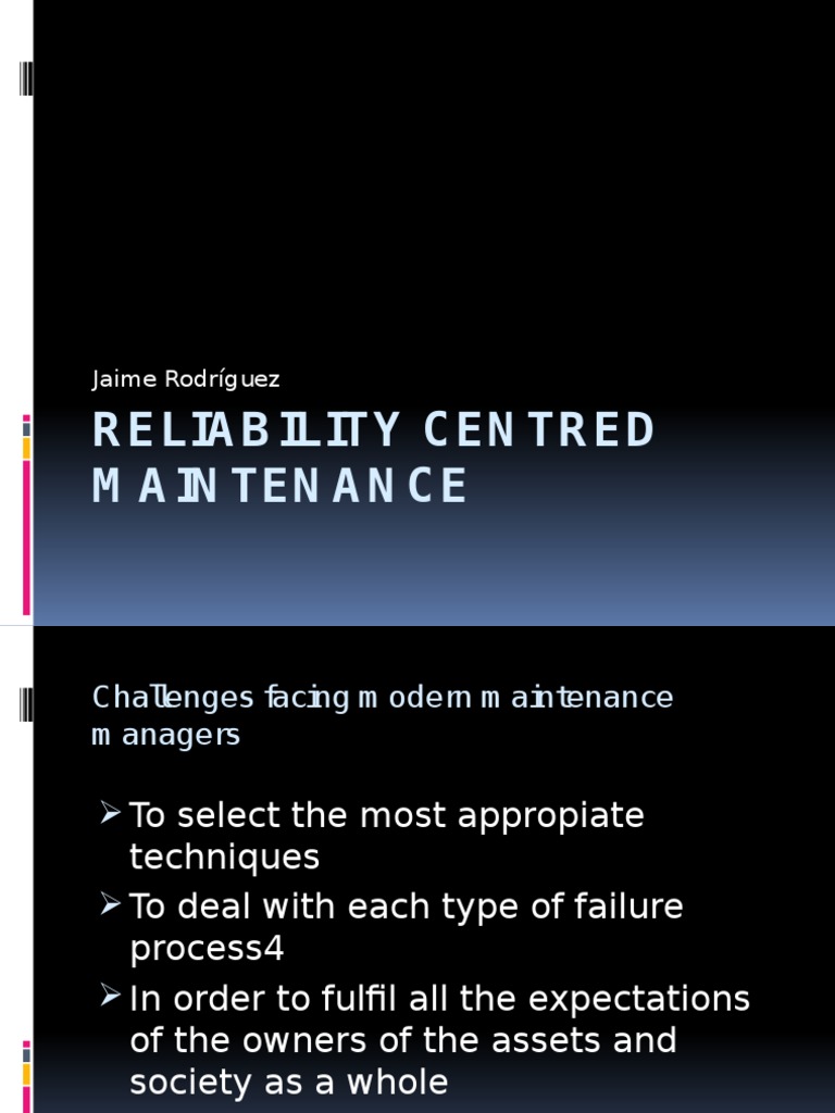 Reliability Centred Maintenance | PDF | Accountability | Systems Science