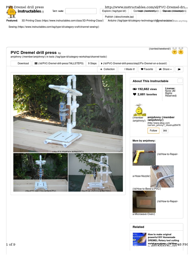 PVC Dremel Drill Press | PDF | Pipe (Fluid Conveyance) | Manufactured Goods