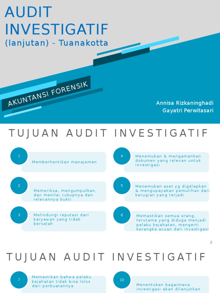 Tujuan Audit Investigatif Akuntansi Forensik | PDF