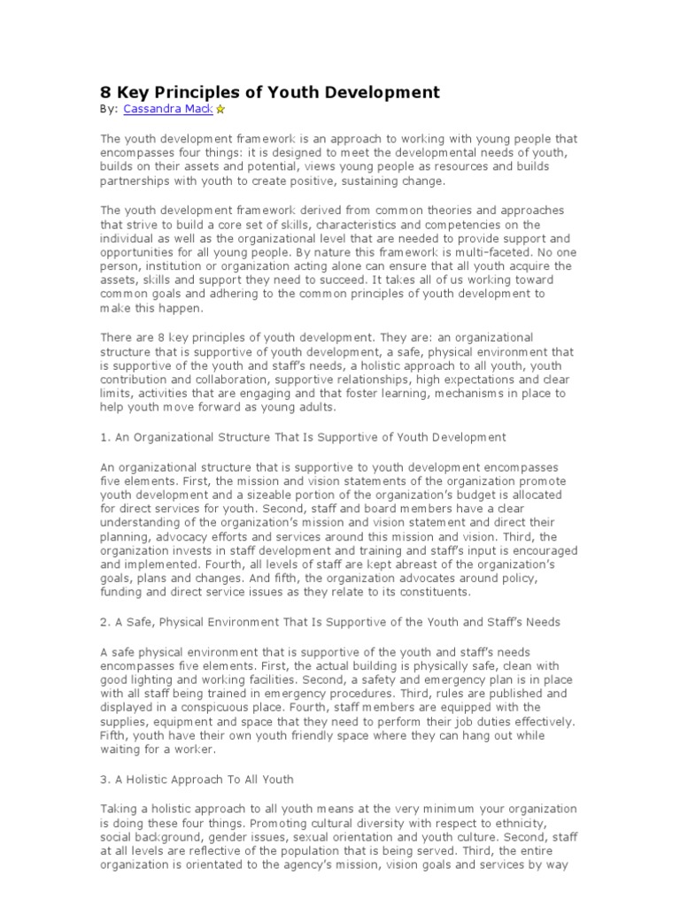 8 Key Principles of Youth Development | PDF | Youth | Goal