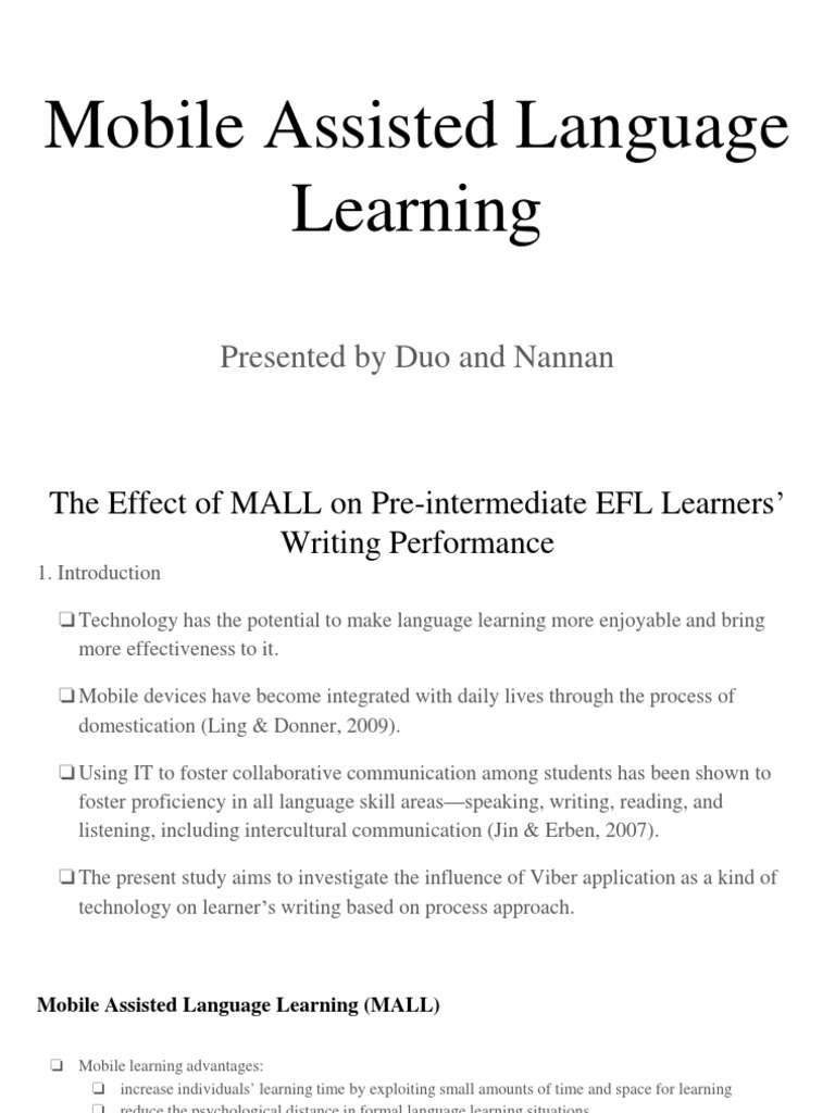 mobile assisted language learning 2 | Experiment | Vocabulary