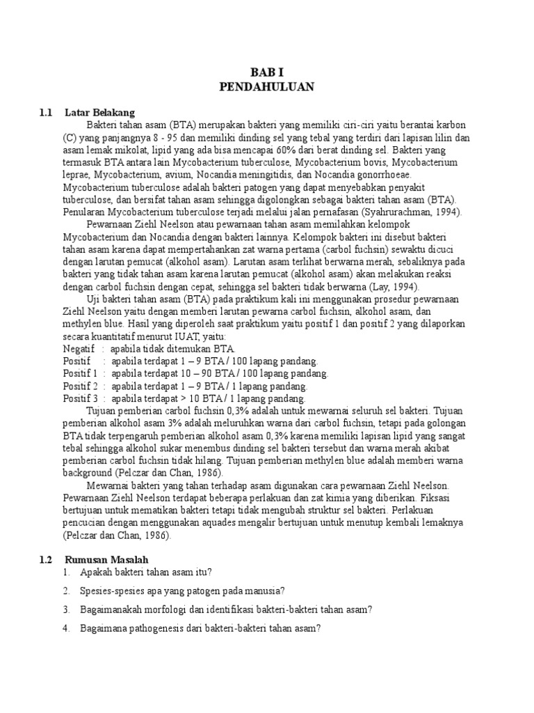Identifikasi dan Karakteristik Bakteri Tahan Asam | PDF