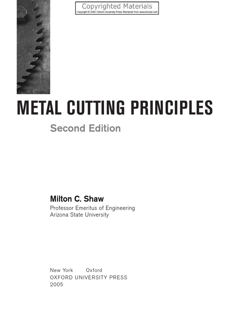 Shaw, Milton C. Metal Cutting Principles | PDF | Deformation ...