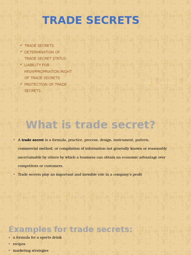 IPR Presentation | PDF | Trade Secret | Civil Law (Common Law)