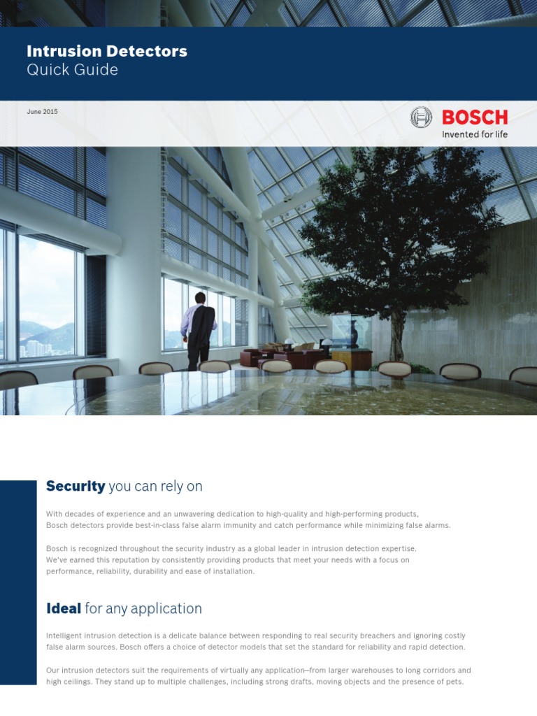 BOSCH INTRUSION DETECTION QUICK SELECT GUIDE | Mechanical Fan | Battery ...
