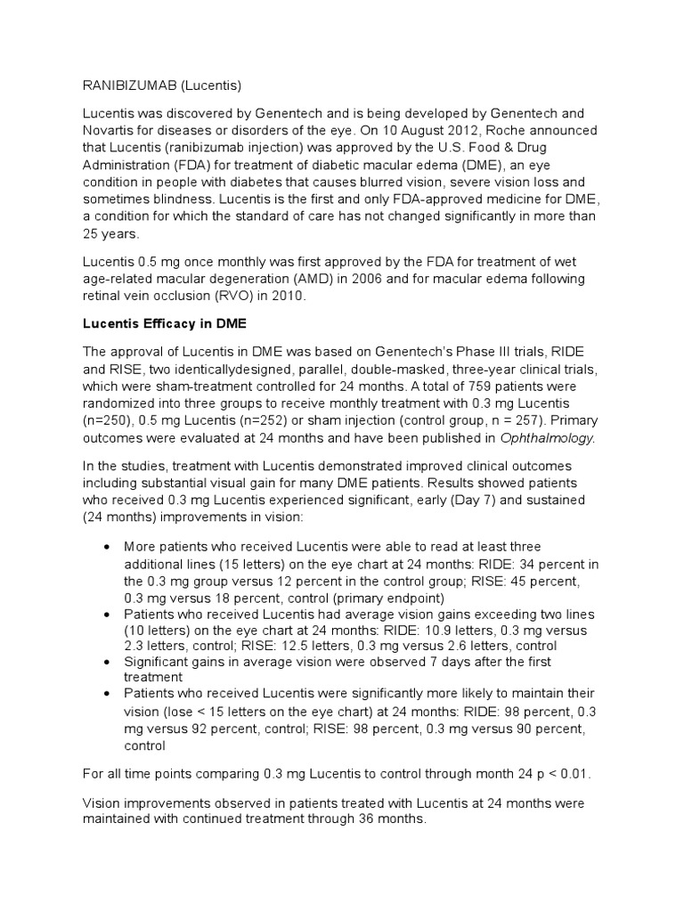 Lucentis Efficacy in DME | PDF | Oxycodone | Acetylcholine