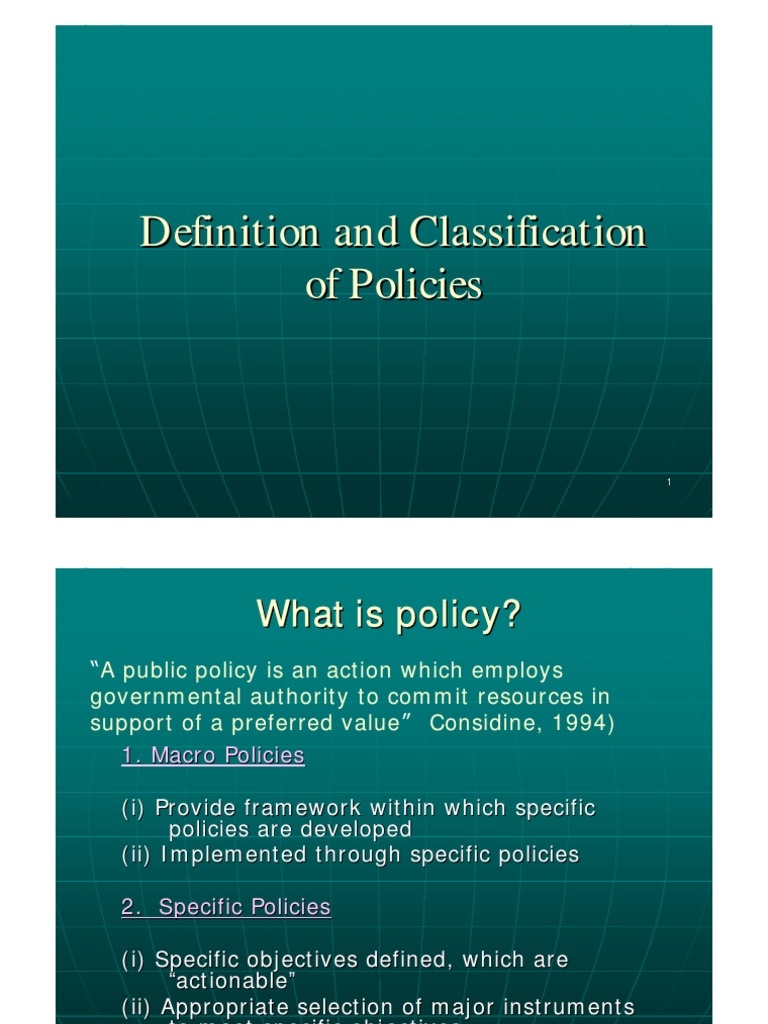 Definition and classification of public policies | PDF | Strategic ...