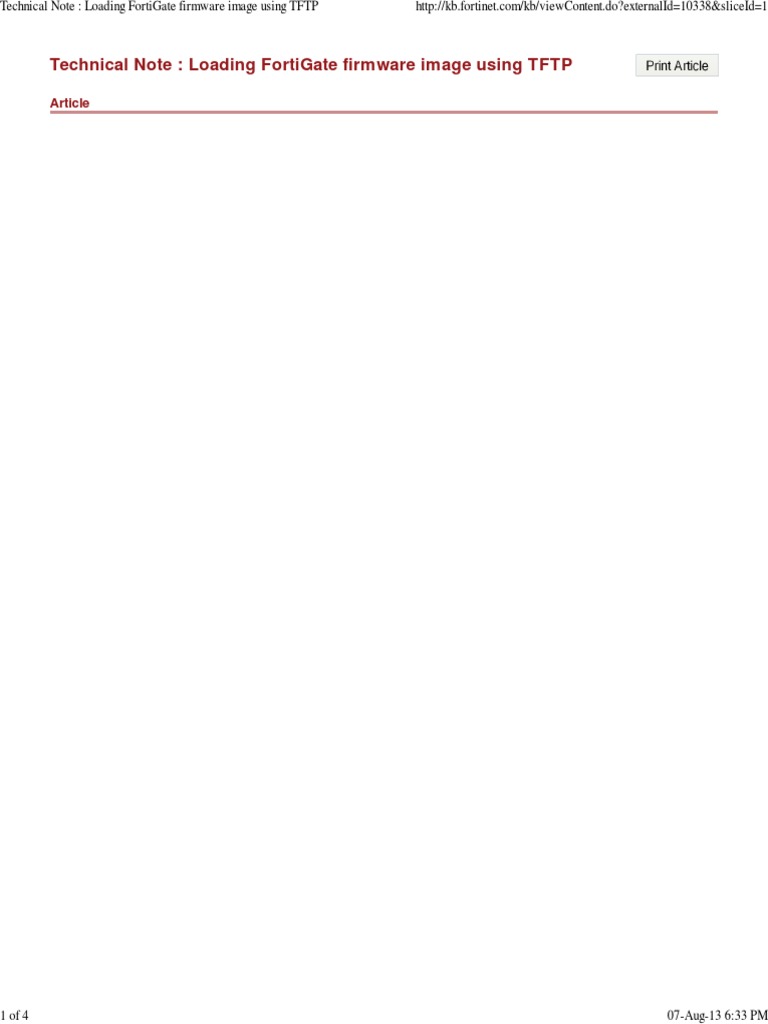 Technical Note - Loading FortiGate Firmware Image Using TFTP PDF | PDF ...