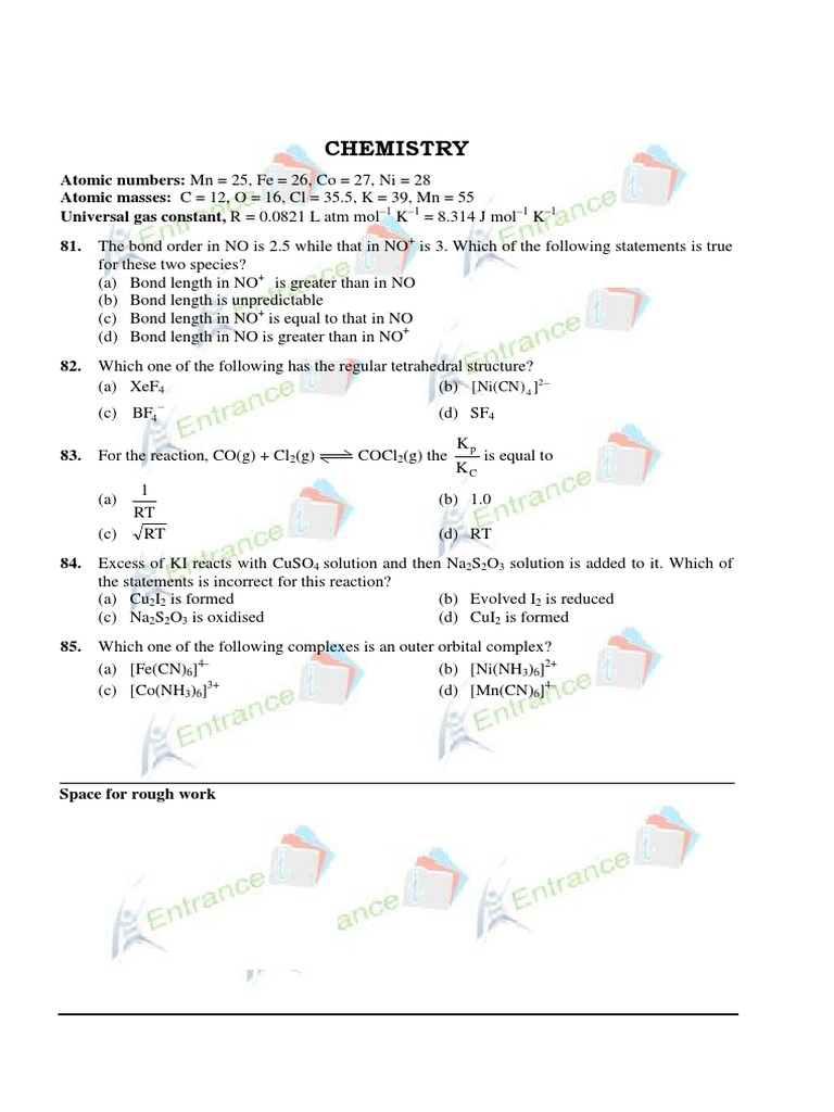 KIITEE Chemistry Paper | PDF | Chemistry | Physical Chemistry
