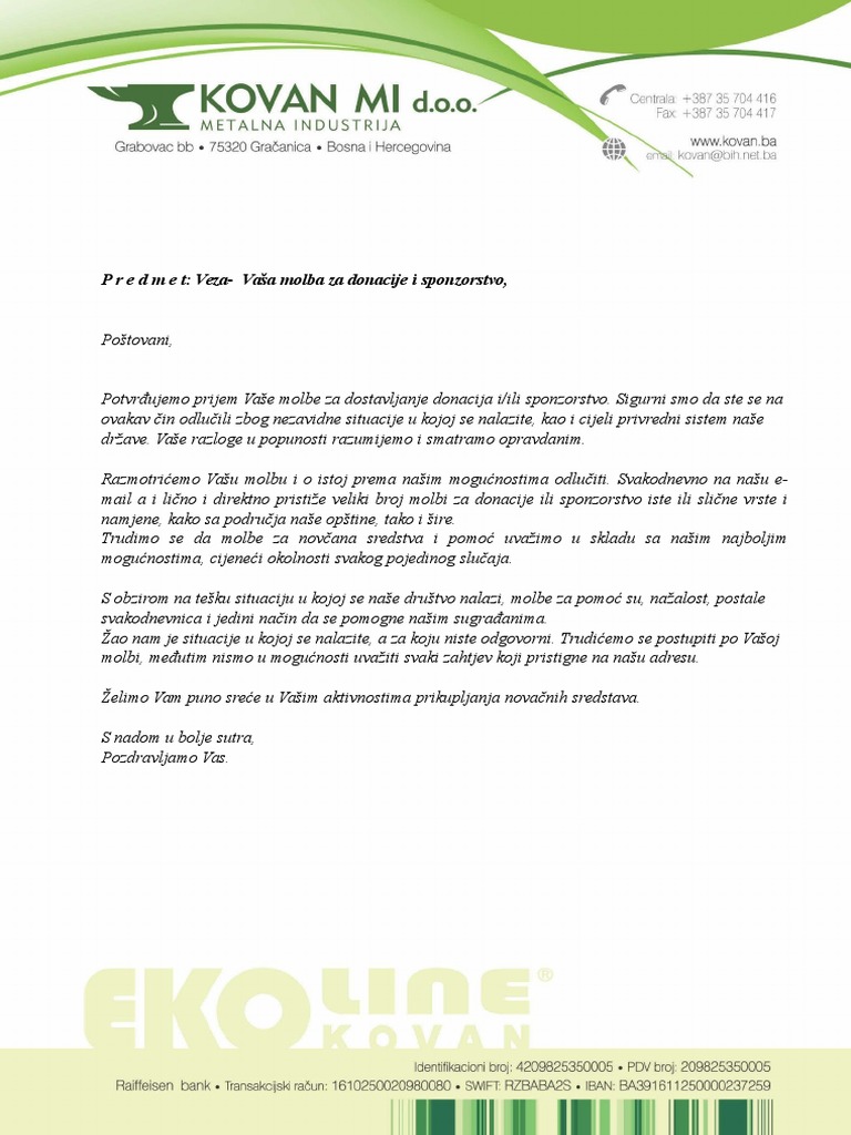 Molba Za Donaciju | PDF