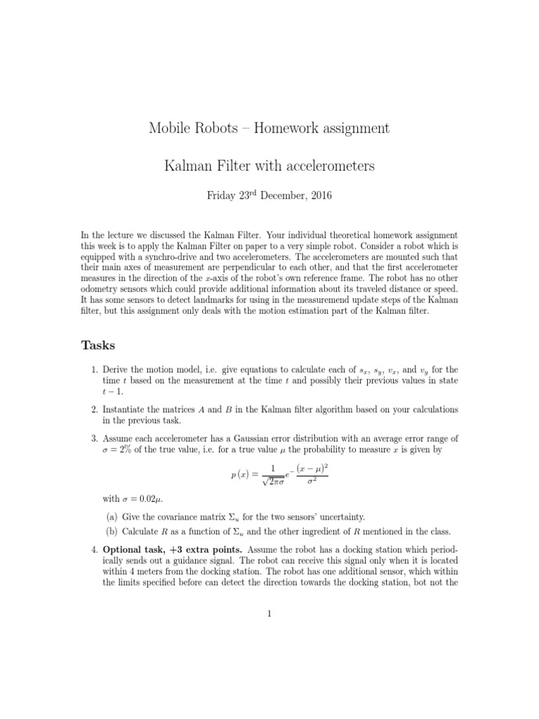 Kalman Filter Robot Accelerometers | PDF | Kalman Filter | Physics