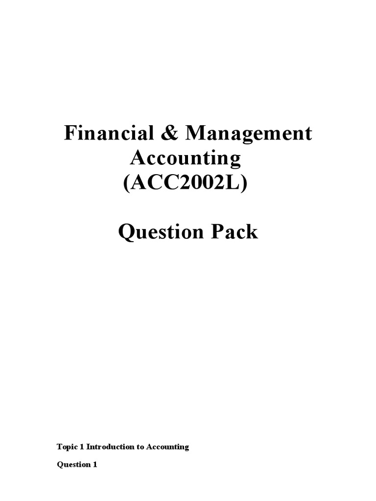 FMA Question Pack | PDF | Debits And Credits | Dividend