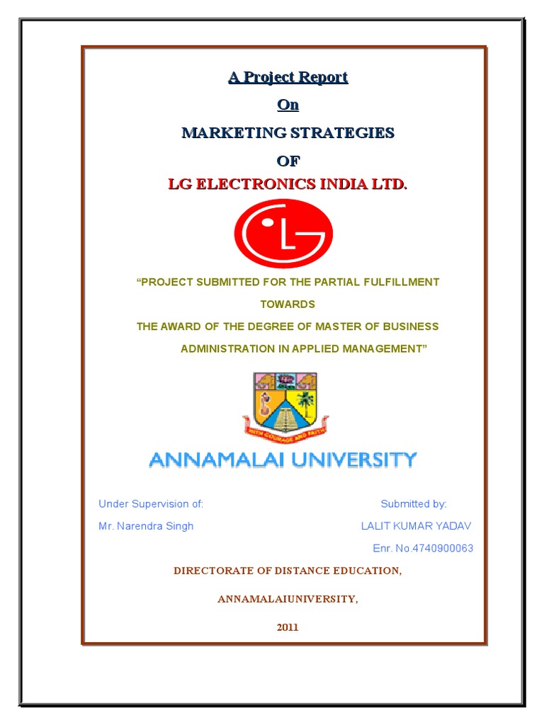Marketing Strategy of LG Project | PDF | Research And Development ...