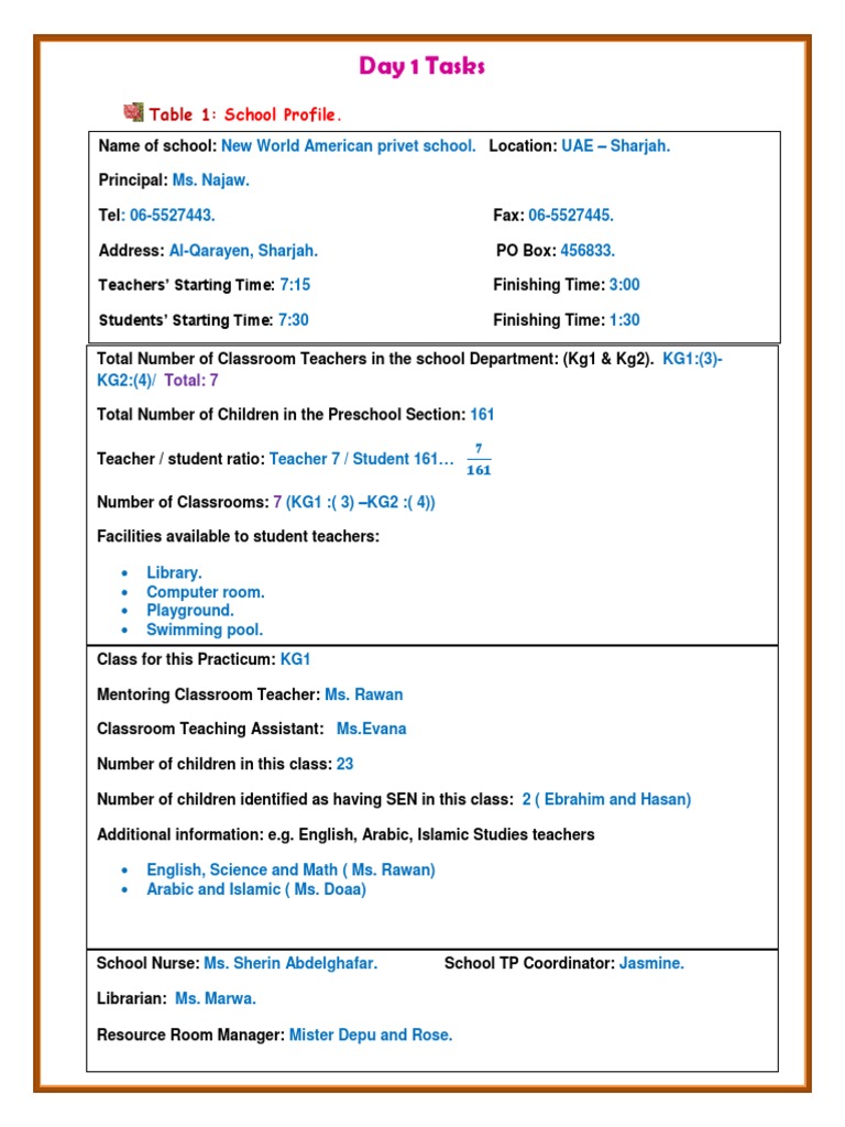 Day1 Task | PDF | Classroom | Teachers
