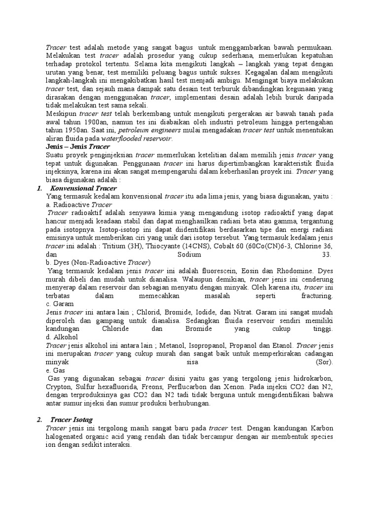 Metode dan Jenis Tracer Test | PDF