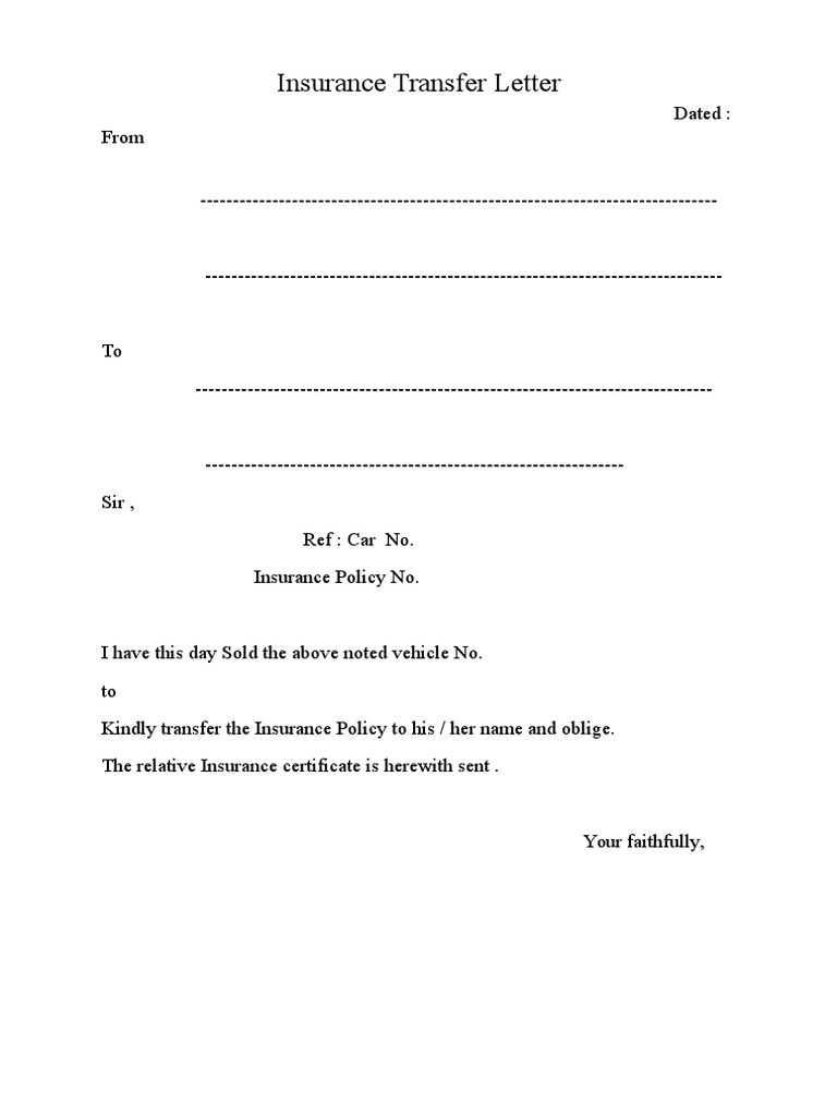 Insurance Transfer Letter | PDF | Financial Risk | Business Law