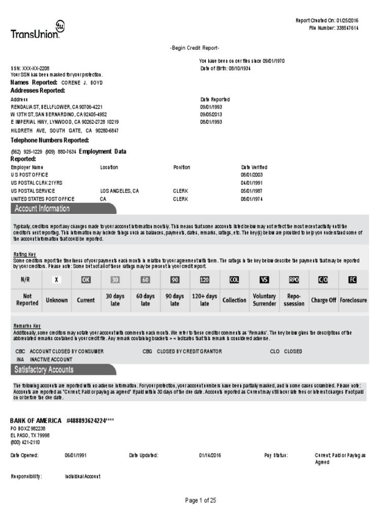 Corene Boyd - TransUnion Personal Credit Report - 20160125 2 | PDF ...