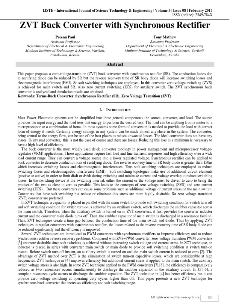ZVT Buck Converter with SR Analysis | PDF | Rectifier | Capacitor