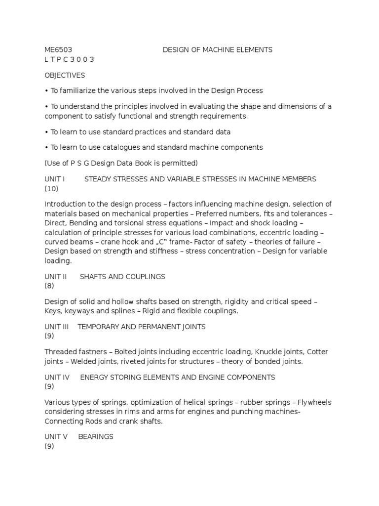 Design of Machine Elements | PDF | Strength Of Materials | Stress ...