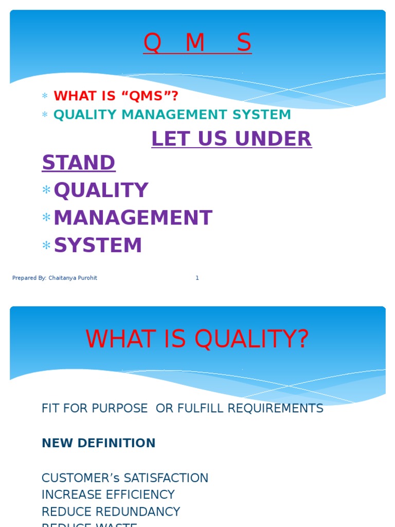Let Us Under Stand Quality Management System: What Is "QMS"? | PDF ...