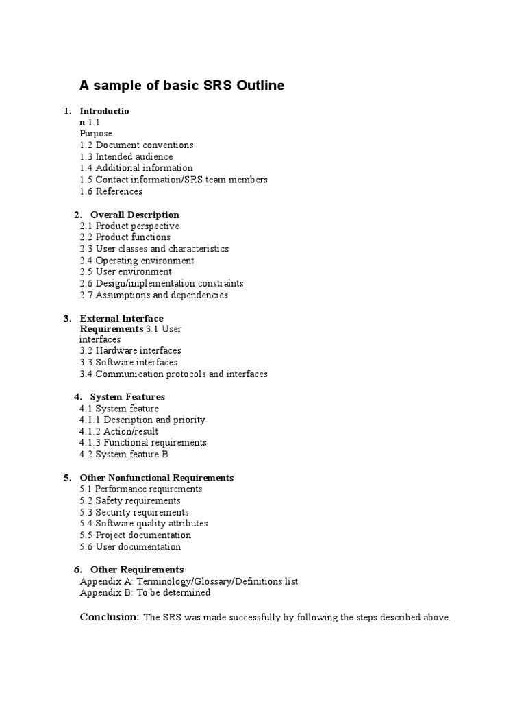 Basic SRS Outline Overview | PDF