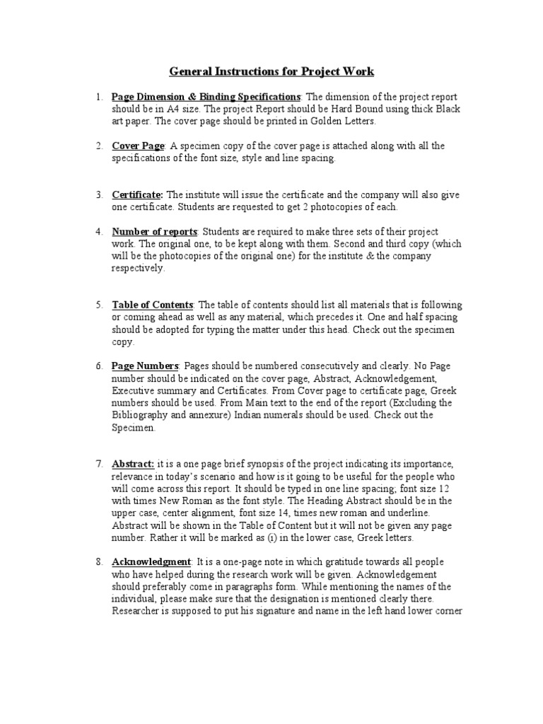 General Instructions For Project Work | PDF | Coca Cola | Books