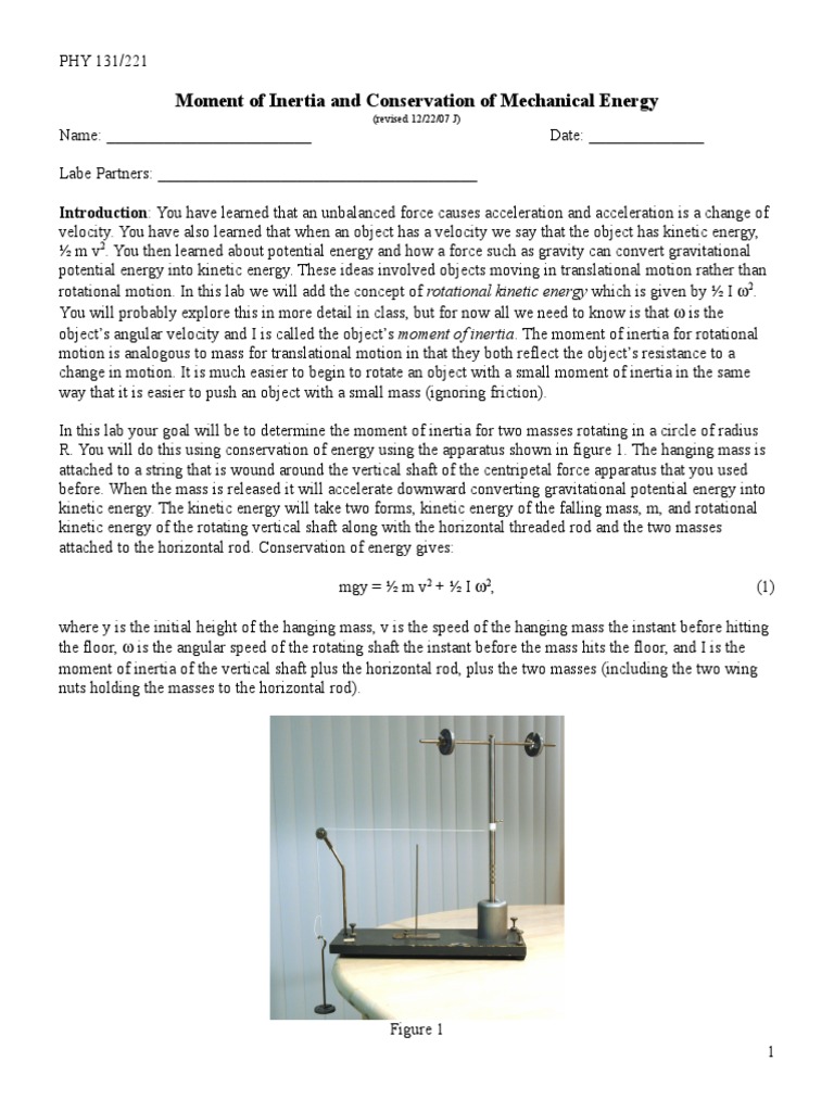 Moment of Inertia and Conservation of Mechanical Energy | Download Free ...