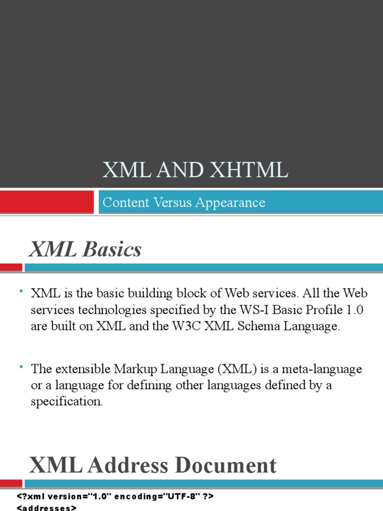 XML and XHTML Content Versus Appearance | PDF | Html | Xml Schema