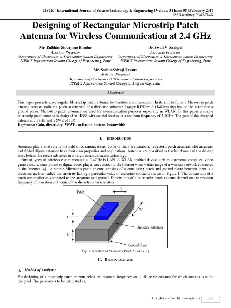 Designing of Rectangular Microstrip Patch Antenna For Wireless ...