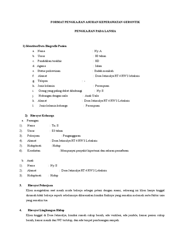 Format Pengkajian Askep Gerontik